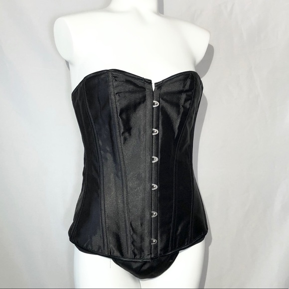 Intimates & Sleepwear | Satin Black Corset Gothic Sexy Large Gstring ...